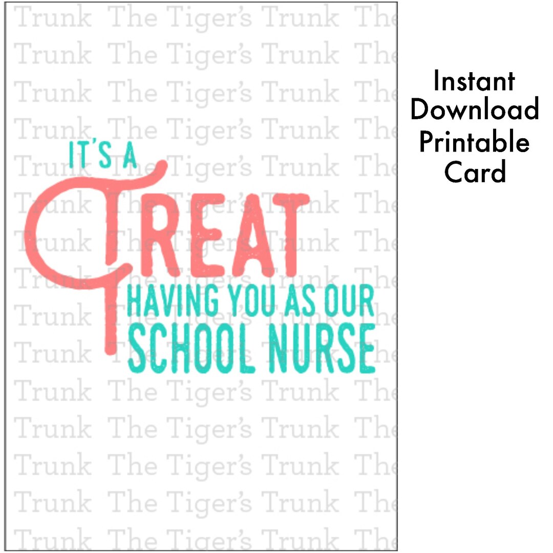 Nurse Week Card, Printable Nurse Appreciation Card, Treat for School ...