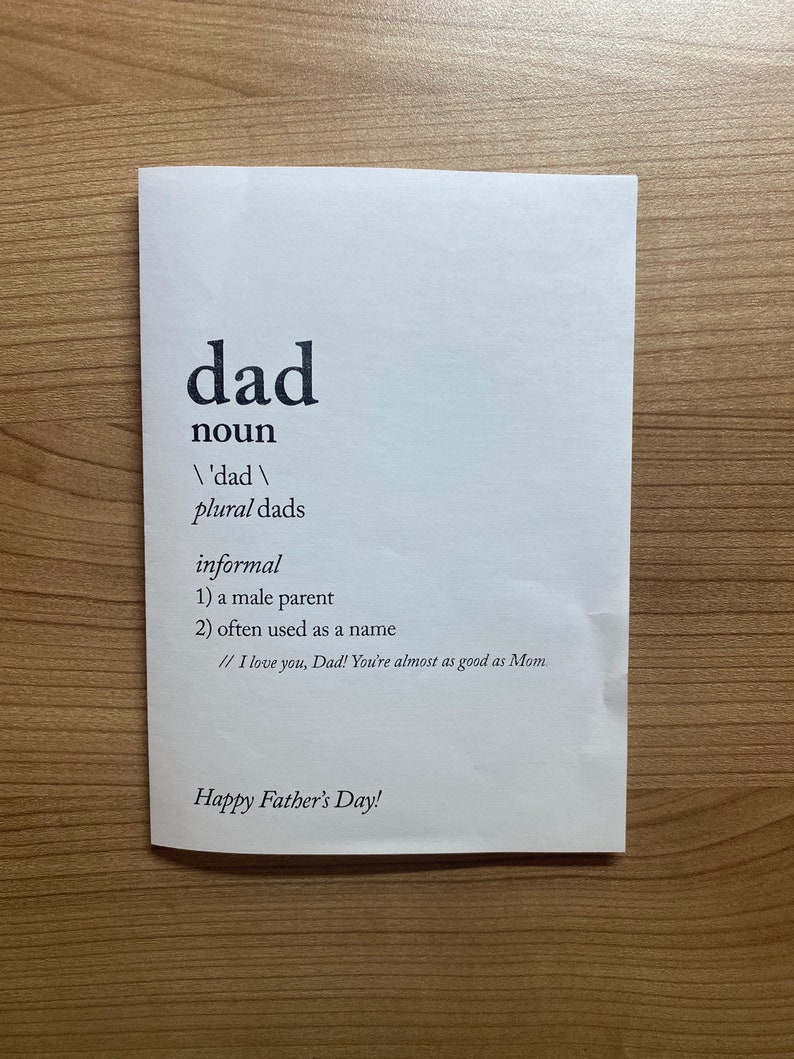 Funny Dad Definition Card Printable Fathers Day Card for Dad - Etsy