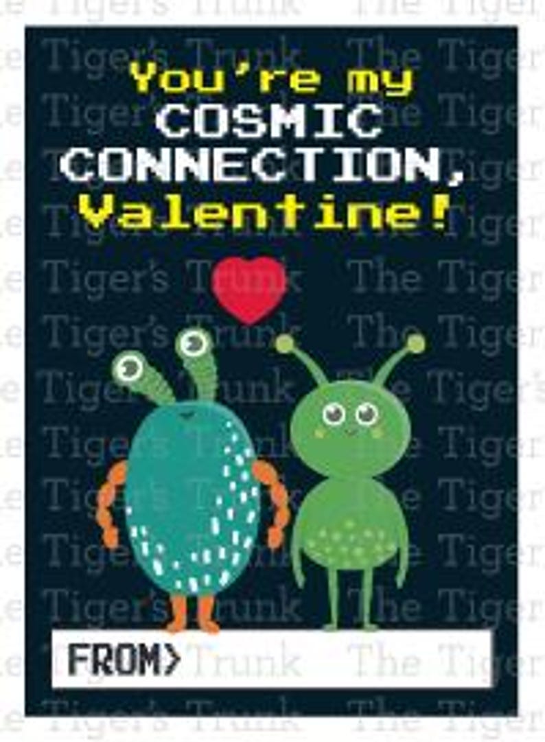 Space Valentine Cards for Kids, Printable Classroom Valentines, Student ...