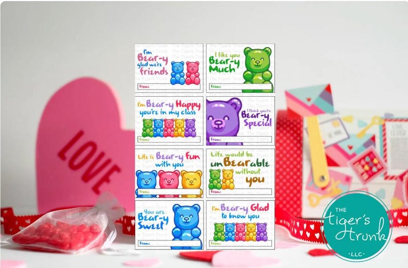 Gummy Bears Printable Valentine's Day Cards - Etsy