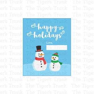 Printable Christmas Tags, Cute Snowman Greeting, Happy Holidays Digital ...