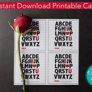 Printable Valentine’s Day Cards for Kids, Square Abcs of Love Design, 4 ...