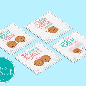 Cookie Valentine Tags for Kids, Printable Valentine Tags, Instant ...