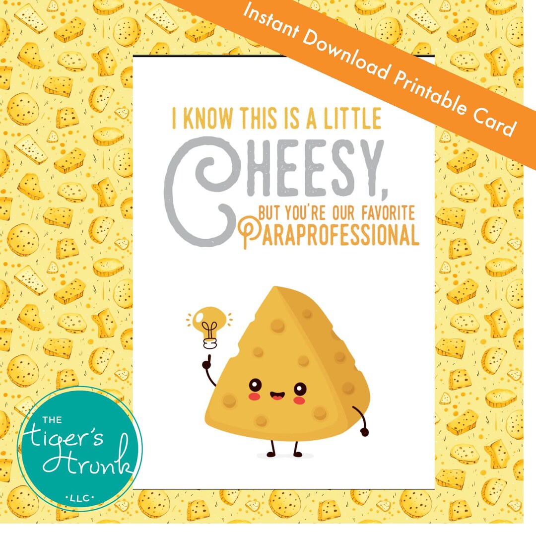 Paraprofessional Appreciation Card Printable, Cheesy Joke Instant ...