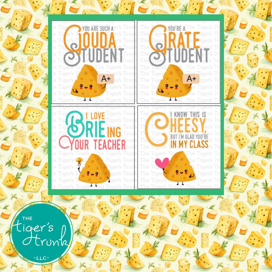 Printable Valentine Tags for Students, Funny Cheese Puns, Instant ...