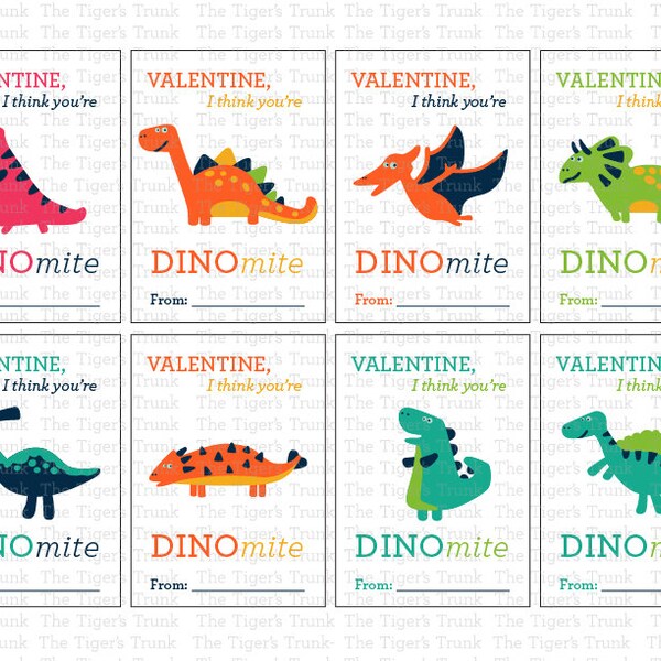 Dinosaur Valentine Printable - Etsy