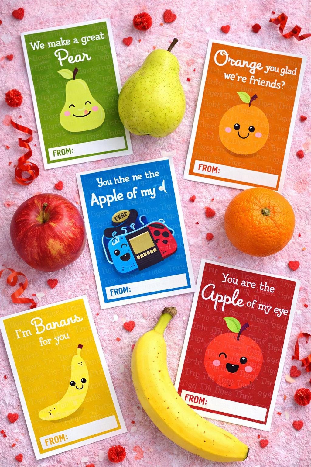 Fruit Themed Printable Valentine's Cards - Etsy