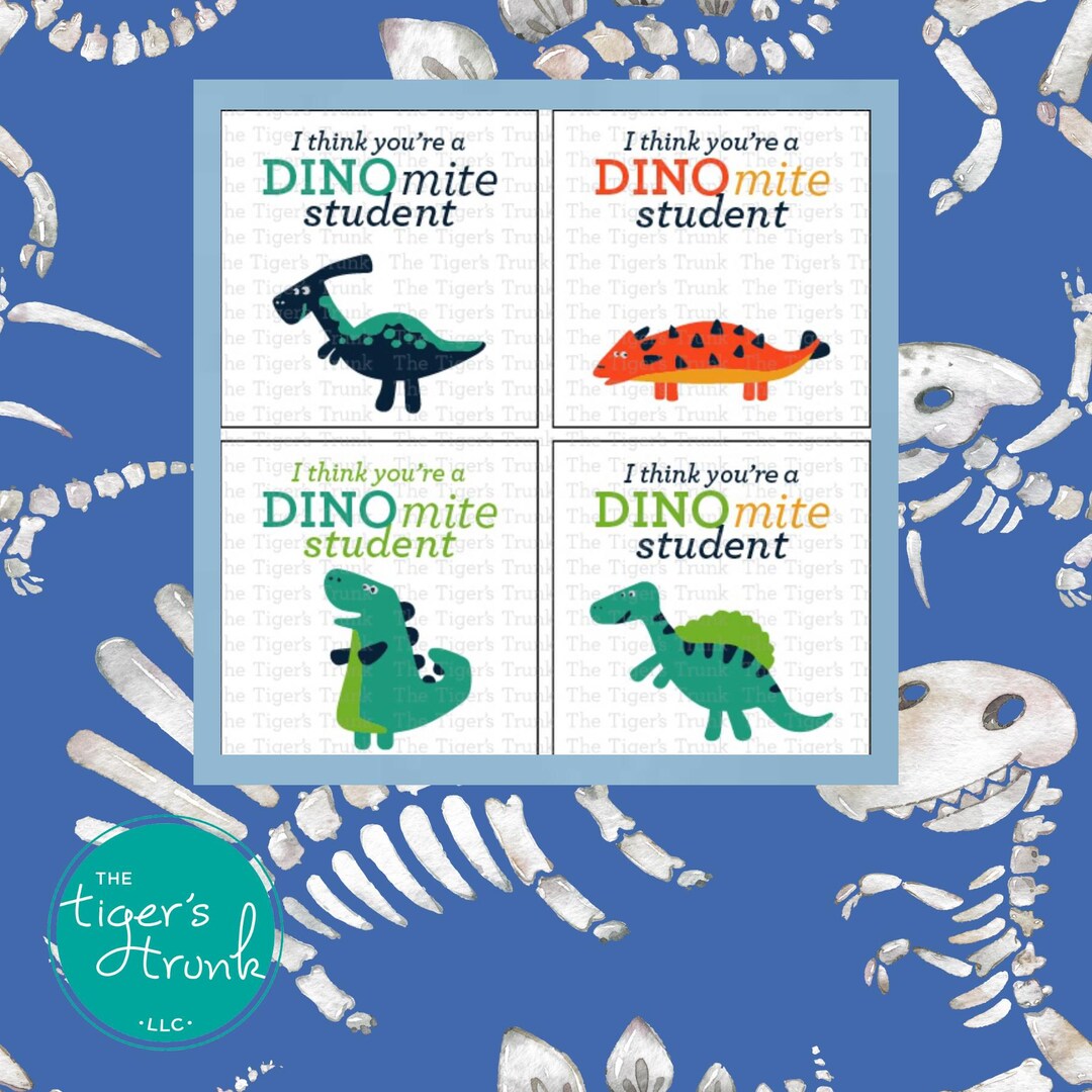 Dinosaur Valentine Tags for Students, Teacher Valentine Printable Tags ...