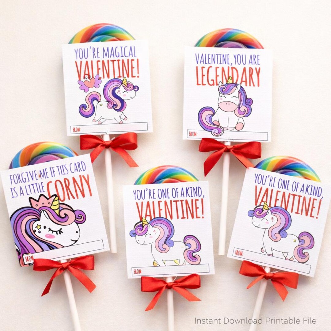 Unicorn Square Printable Valentine's Day Cards - Etsy