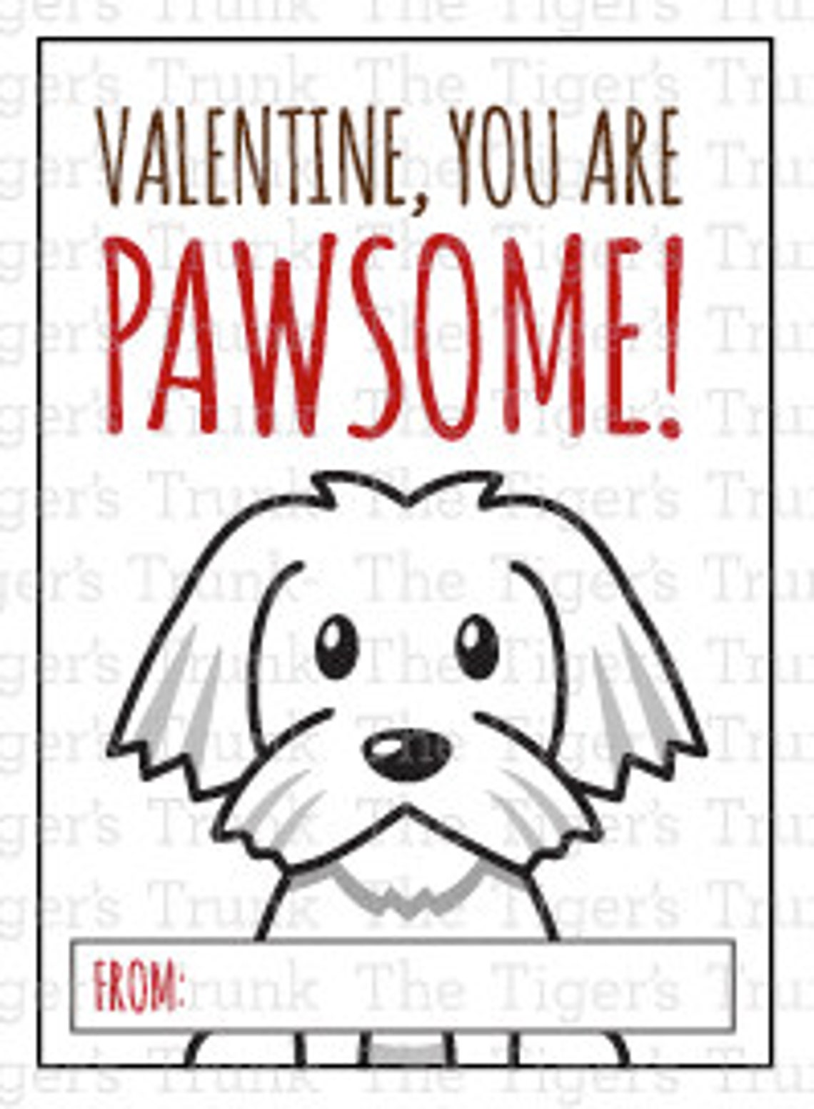 Puppy Valentines Printable Valentine Cards for Kids - Etsy