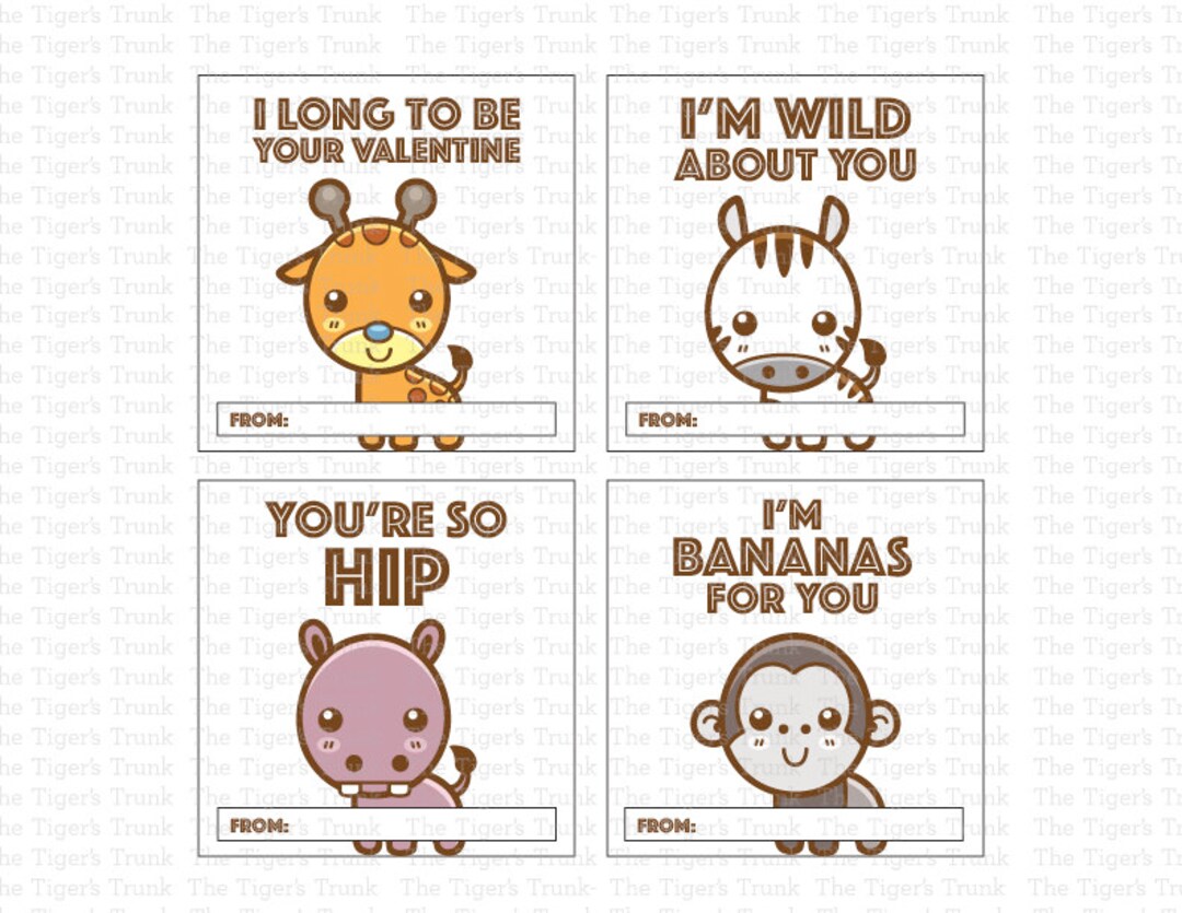 Printable Valentine Tags, Zoo Valentine Tags, Panda Bear Class ...