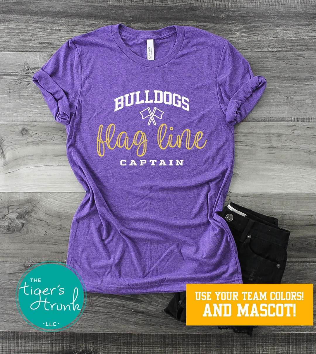Personalized Flag Line Captain Shirt: School Colors Team Mascot Tee - Etsy