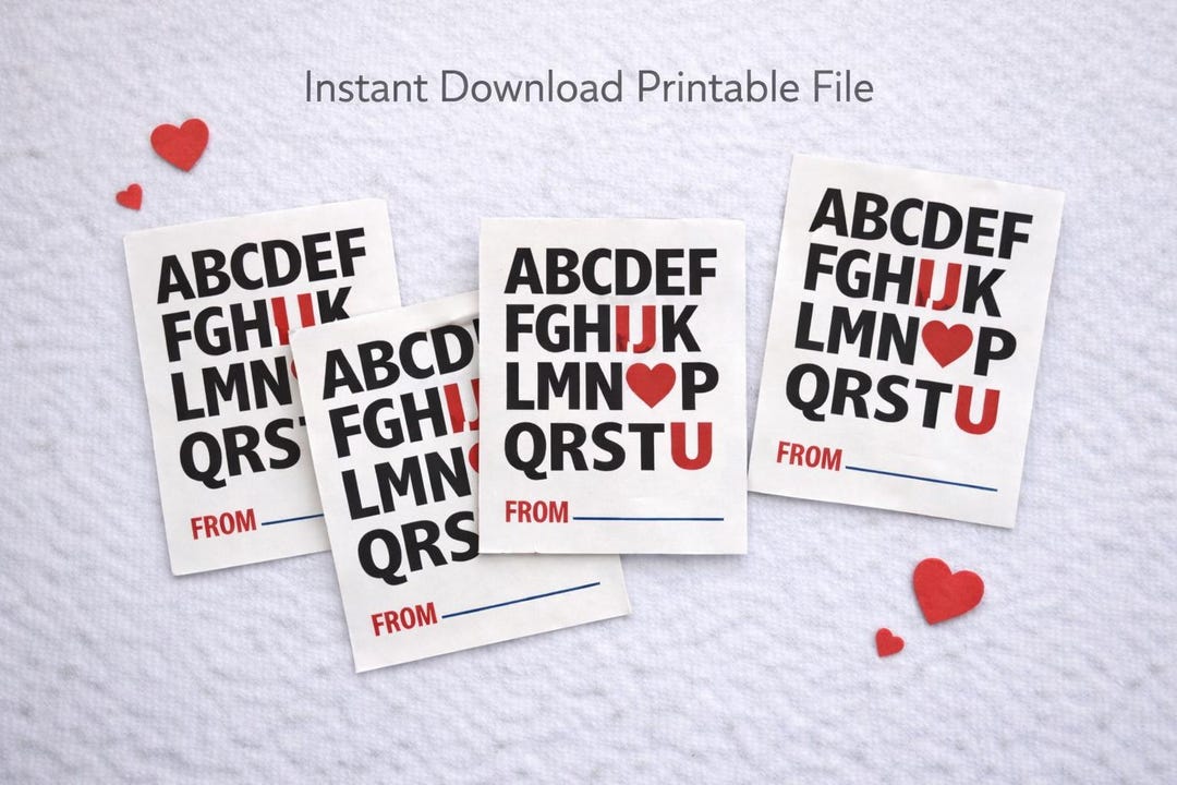 Alphabet Letters Printable Valentine's Day Cards - Etsy