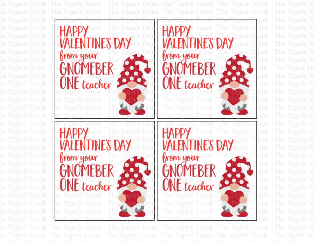 Printable Valentine's Day Cards for Students, Gnome-themed Gifts From ...