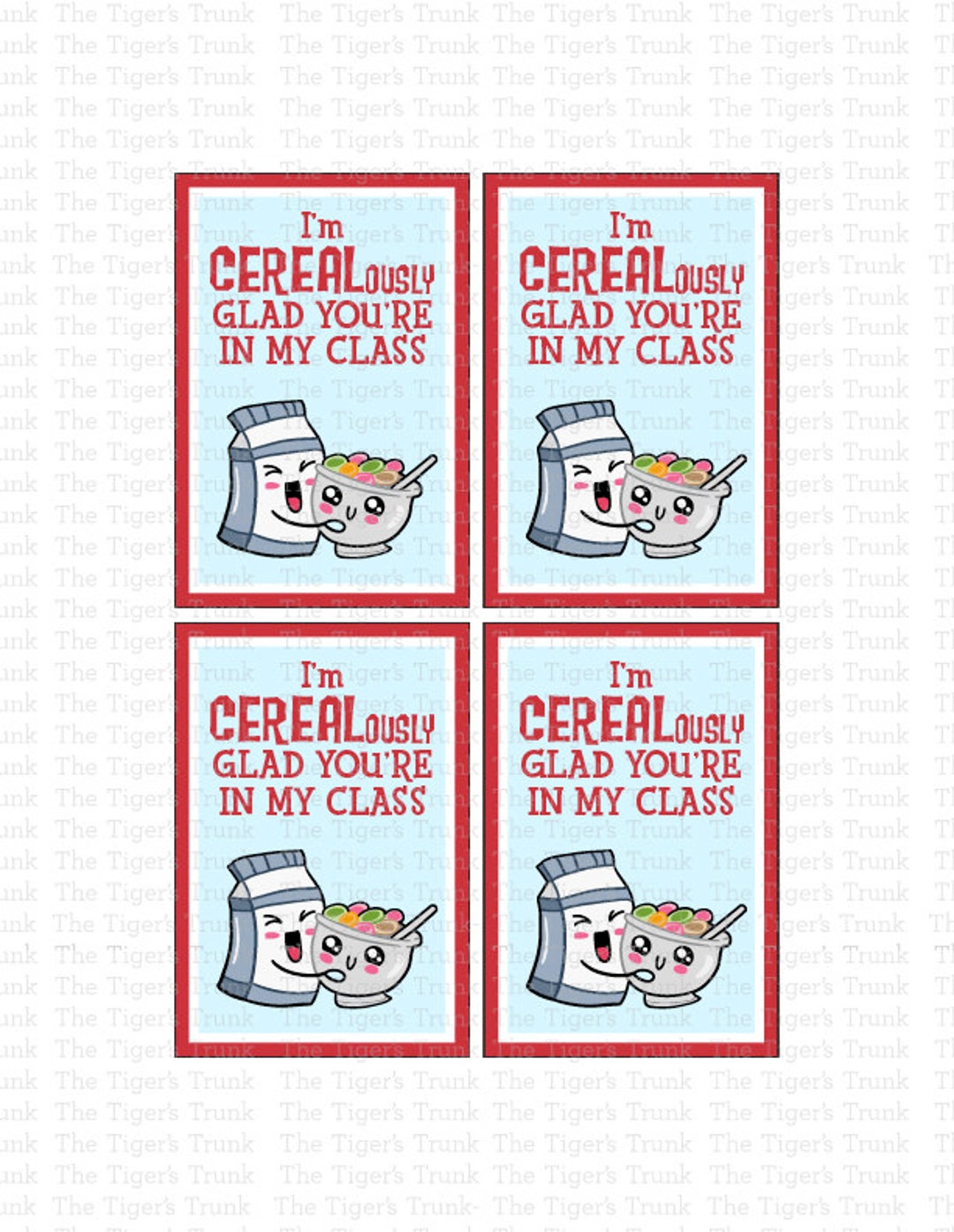 Cereal Classroom Gift Tags: "cerealously Glad" Printable (PDF) - Etsy