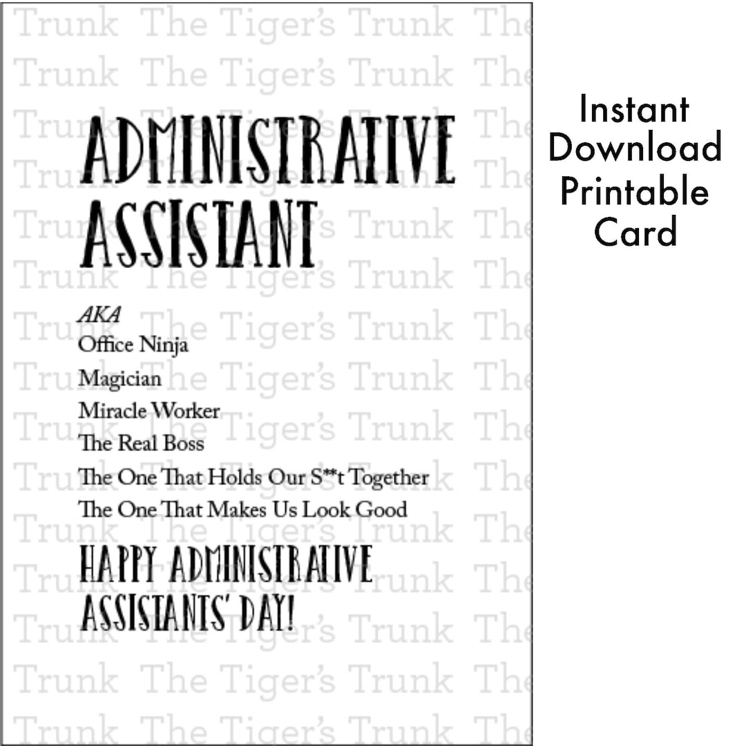 Printable Thank You Card, Administrative Assistants Day, Support ...