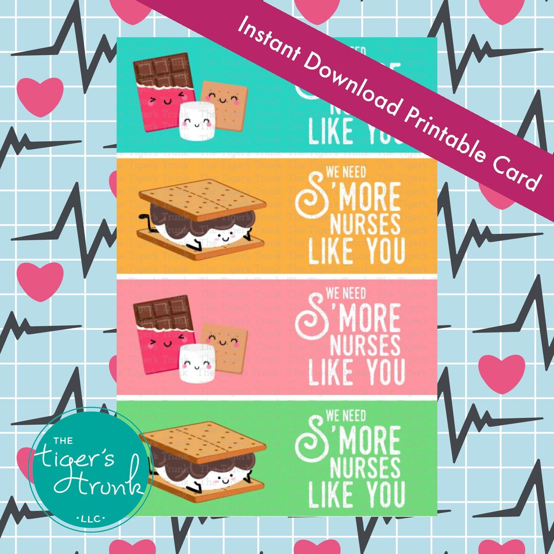 S'more Nurses Appreciation Treat Bag Topper: Printable Gift Tag (PDF ...