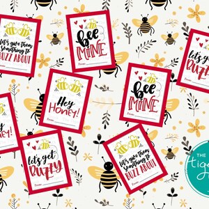 Printable Honey Bee Valentine Cards, Classroom Valentines (PDF) - Etsy