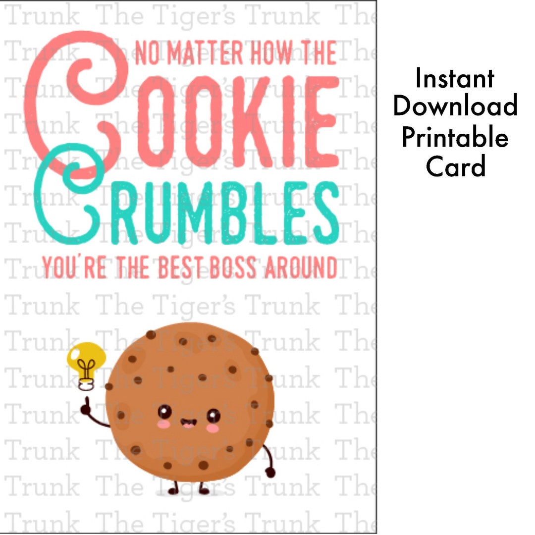 Best Boss Day Card, Printable Card, Funny Boss Gift, Cookie Theme ...