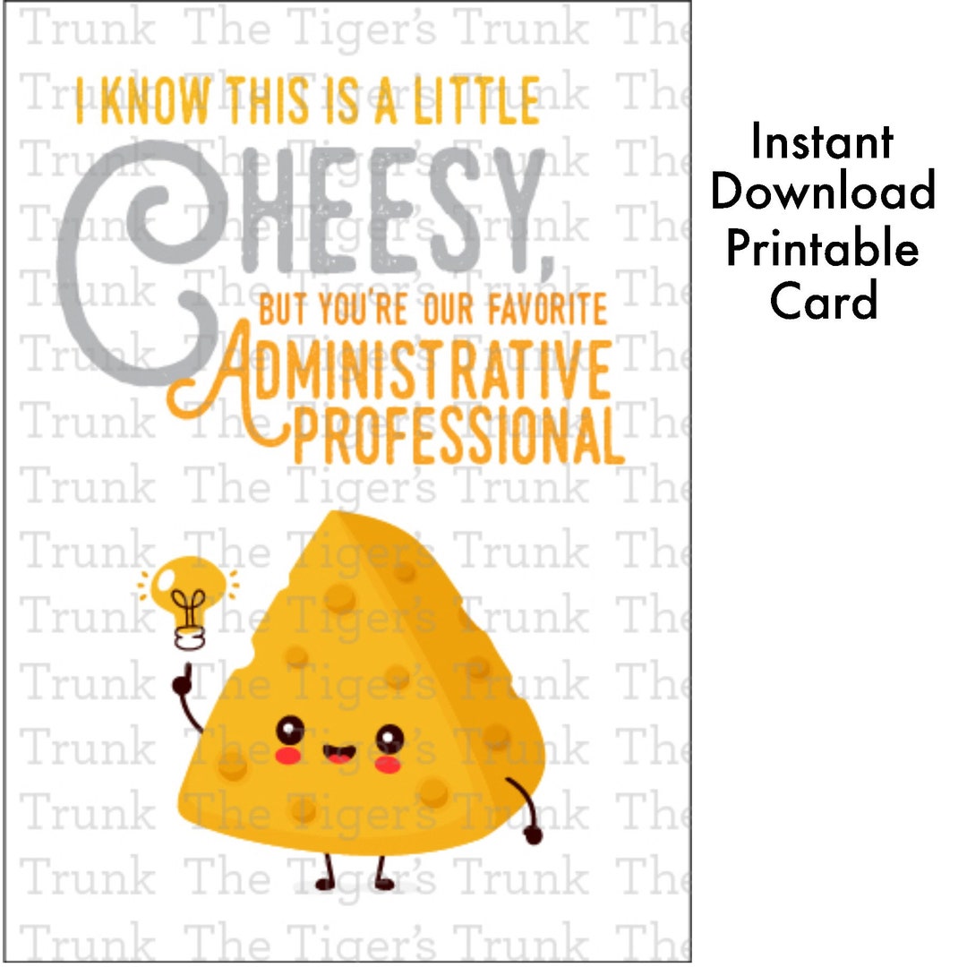 Administrative Professionals Day, Printable Thank You Cards, Cheese ...