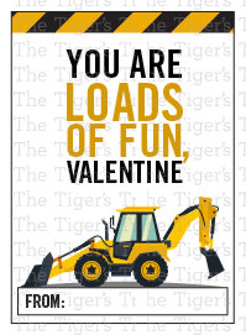 Construction Valentine Card for Kids Construction Trucks - Etsy