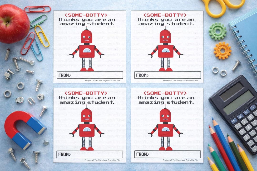 Robot Valentine Cards, Teacher to Student, Classroom Valentines ...