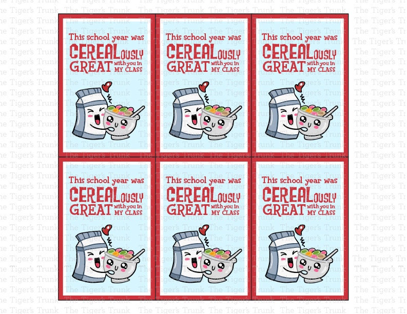 End of Year Cards for Students From Teachers Cereal Printable - Etsy