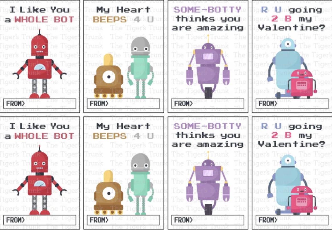 STEM Robotics Printable Robot Valentine's Cards - Etsy