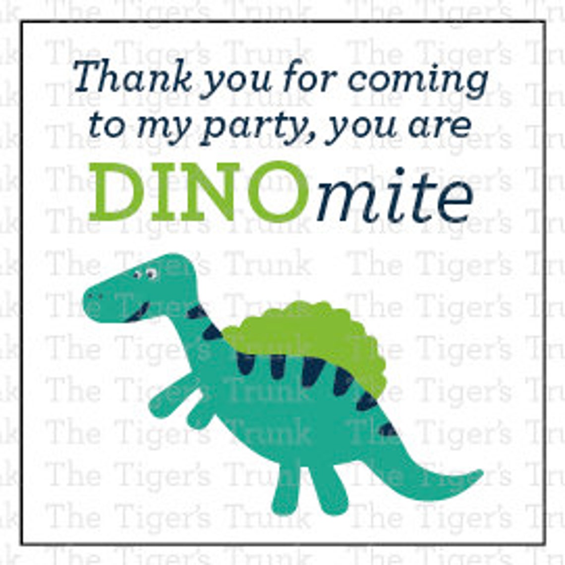 Dinosaur Birthday Favor Tags: Dino-mite Thank You Cards (PDF) - Etsy