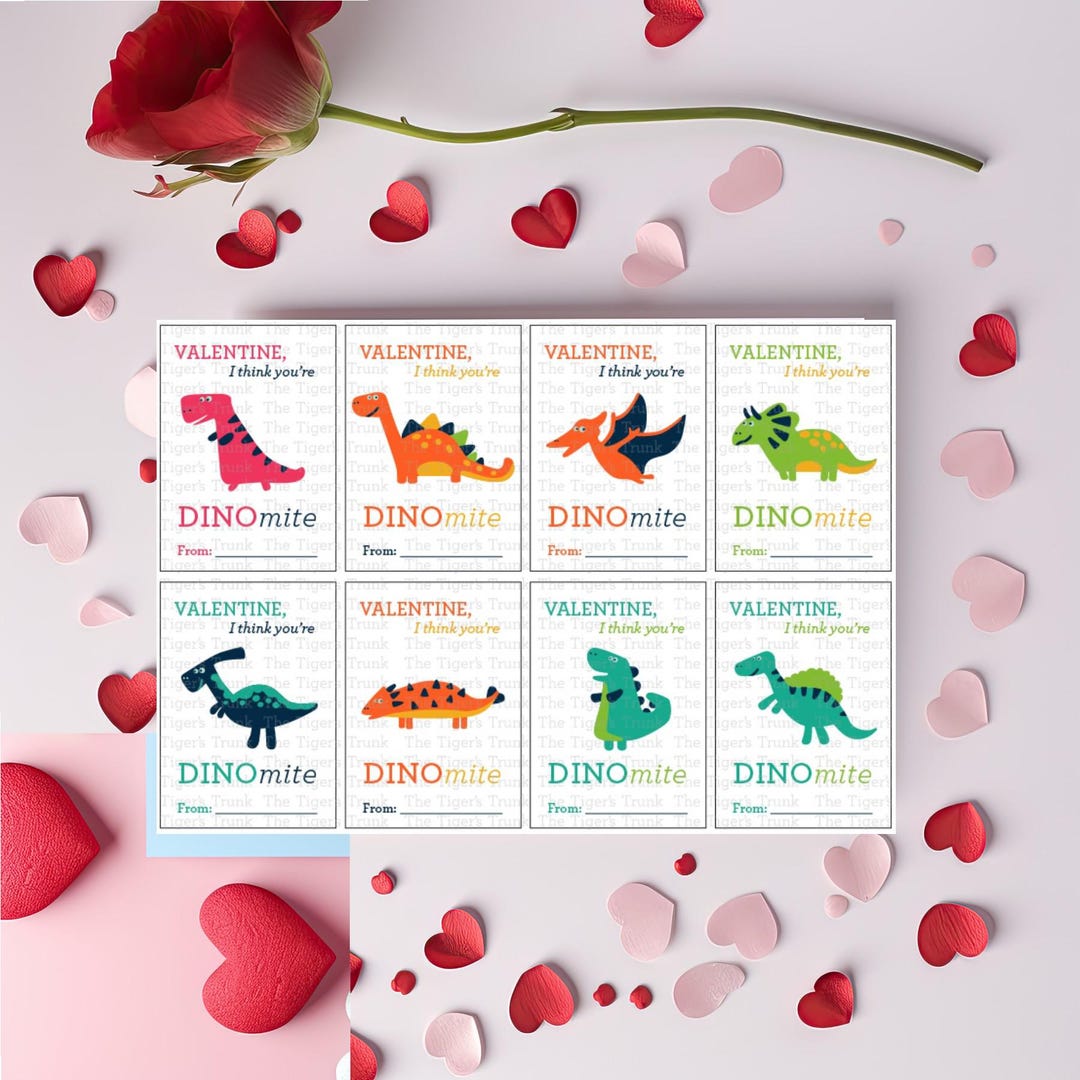 Dinosaur Valentine Printable Cards, Valentine I Think You’re Dinomite ...