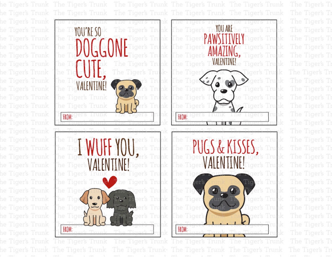 Puppy Valentines: Printable Dog Valentine Tags for Kids (digital ...