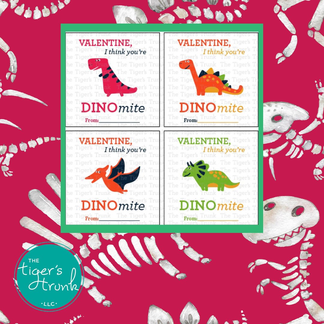 Dinosaur Valentine Printable Tags, Valentine I Think You’re Dinomite ...