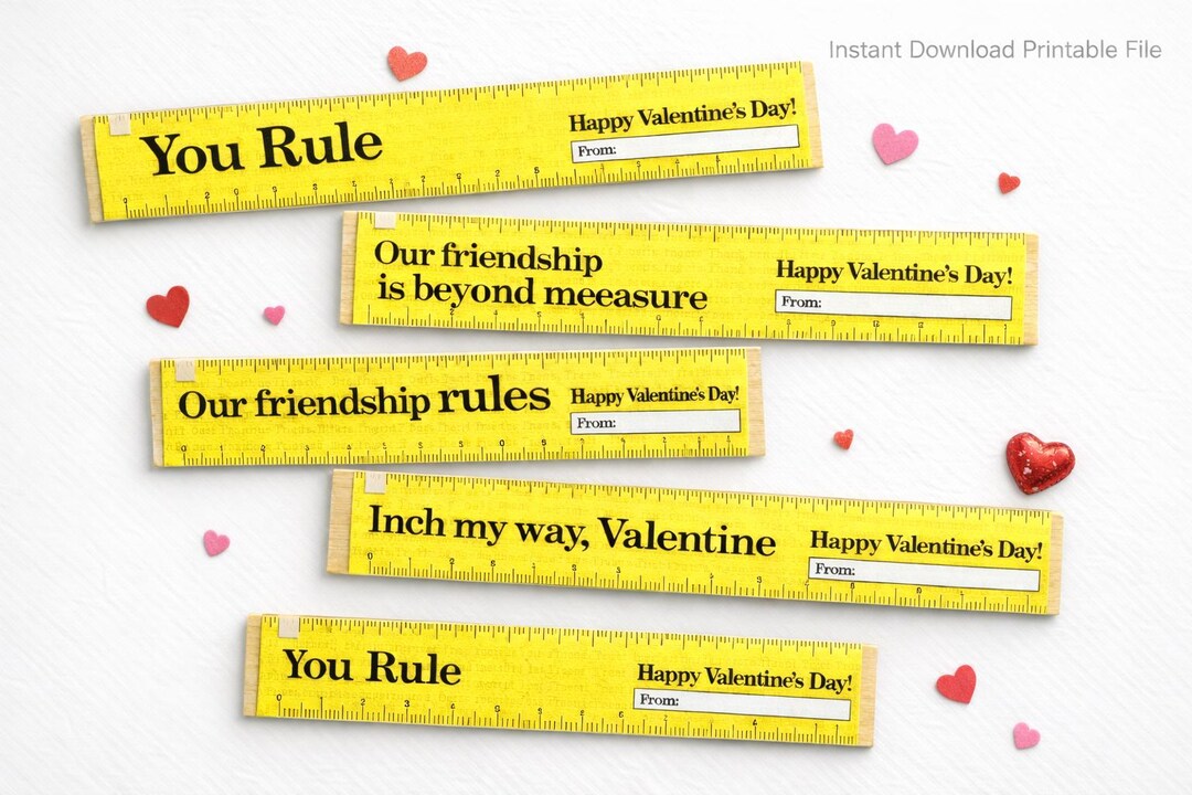 Ruler Valentine Cards, Classroom Friendship Theme (digital Download) - Etsy