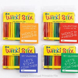 Wikki Stix Valentine Cards, Kids Classroom Exchange (instant Download ...