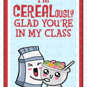 Cereal Classroom Gift Tags: "cerealously Glad" Printable (PDF) - Etsy