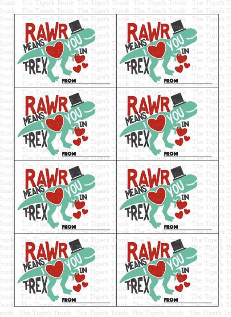 Printable Dinosaur Valentine Cards for Kids, RAWR Means I Love You ...