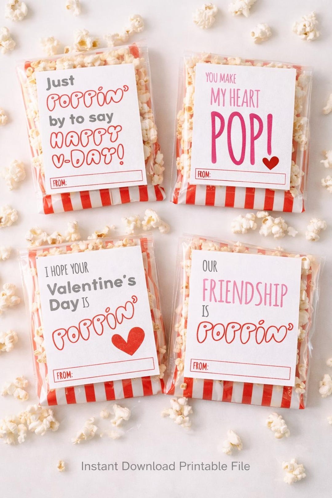 Popcorn Valentine Cards, Kids Classroom Exchange (printable Download ...