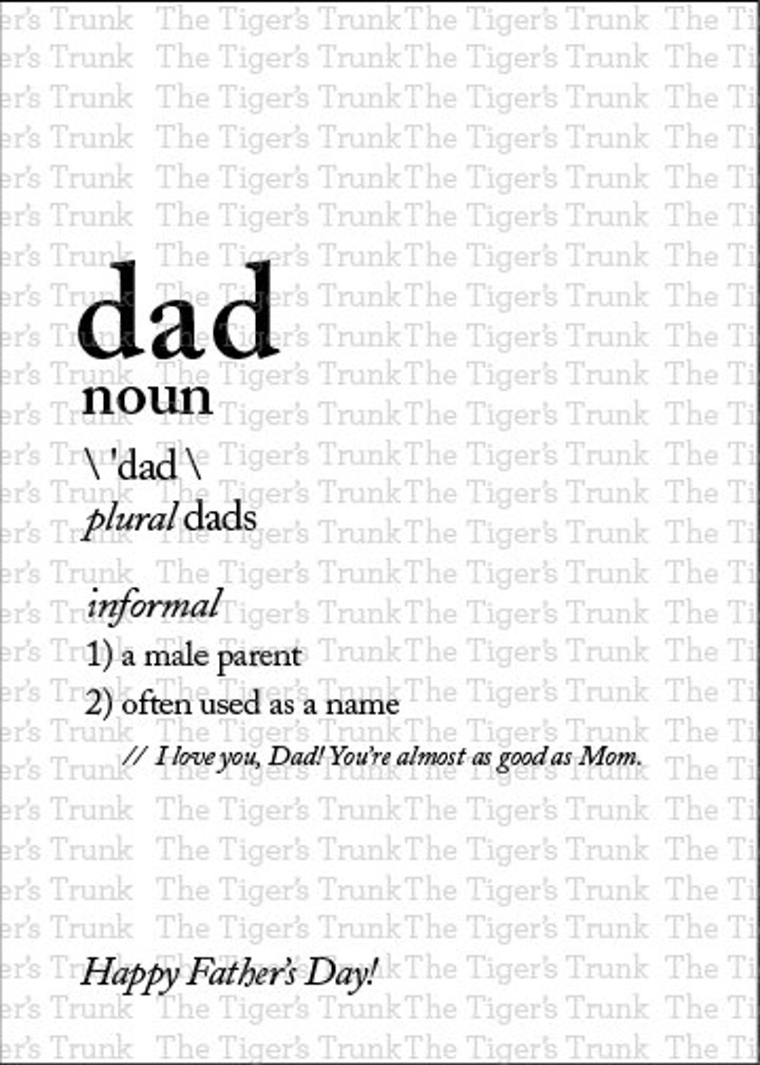 Funny Dad Definition Card Printable Fathers Day Card for Dad - Etsy