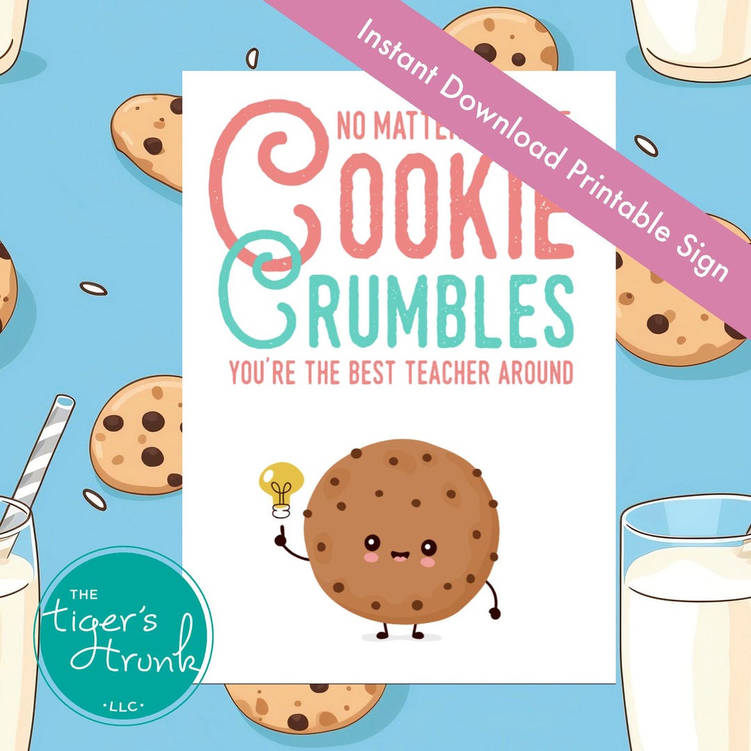 Teacher Appreciation Sign Printable, Cookie-themed Thank You, No Matter ...
