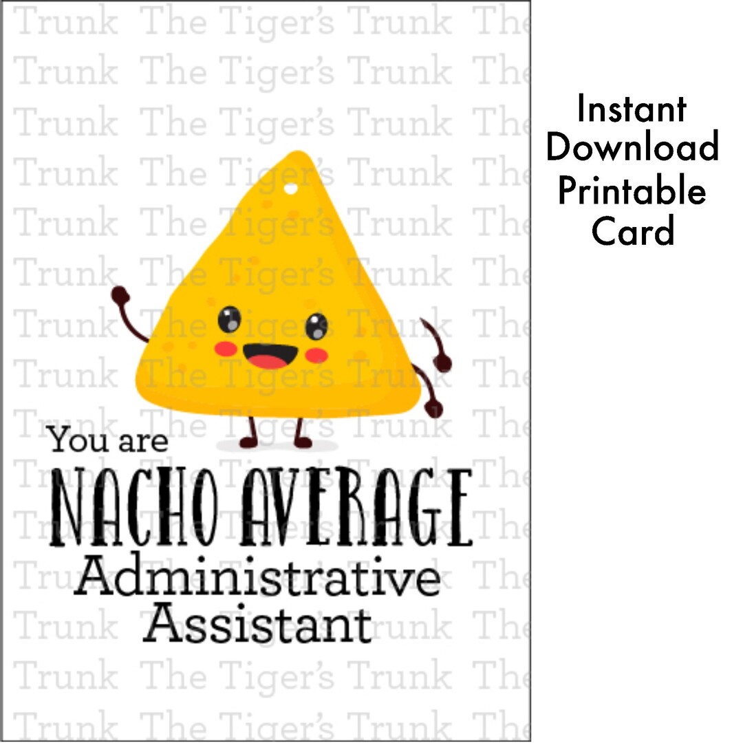 Instant Download, Nacho Card, Office Gifts, Nacho Average Assistant ...