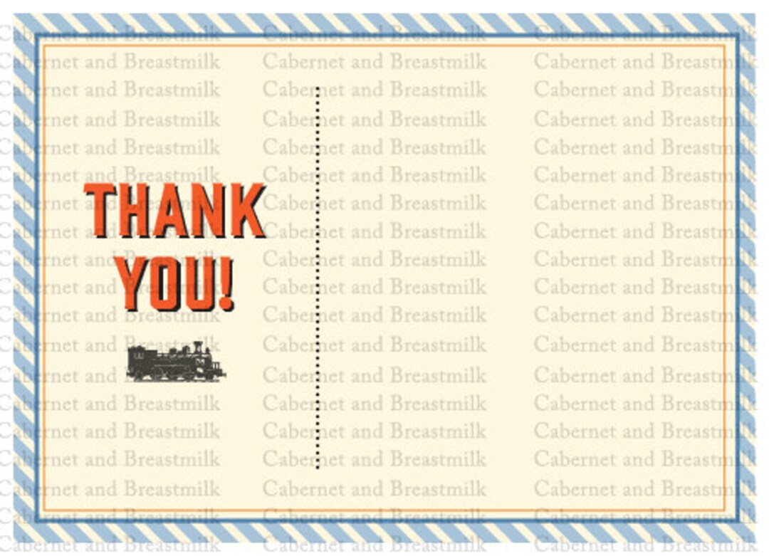Printable Train Thank You Card, Digital Download, Digital Train Thank ...