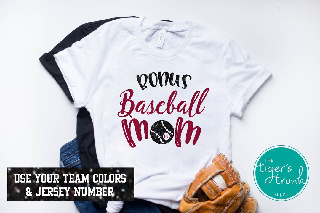 Personalized Bonus Mom Gift, Bonus Baseball Mom Tshirt, Team Colors ...