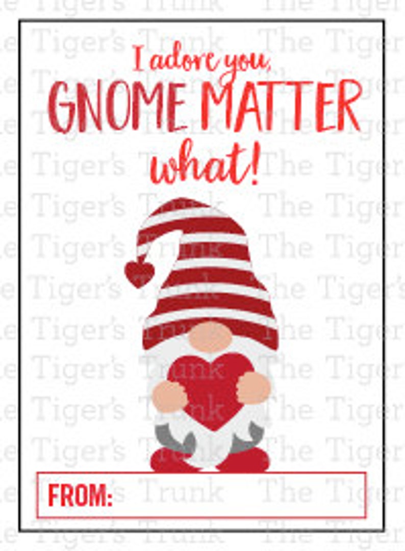 Gnome Valentine Cards: Printable Valentines for Kids (PDF) - Etsy
