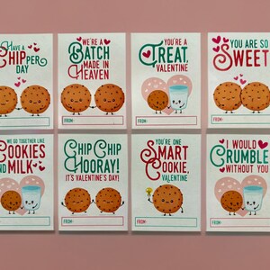 Printed Valentines Day Cards for School, Cookie Theme Valentines for ...