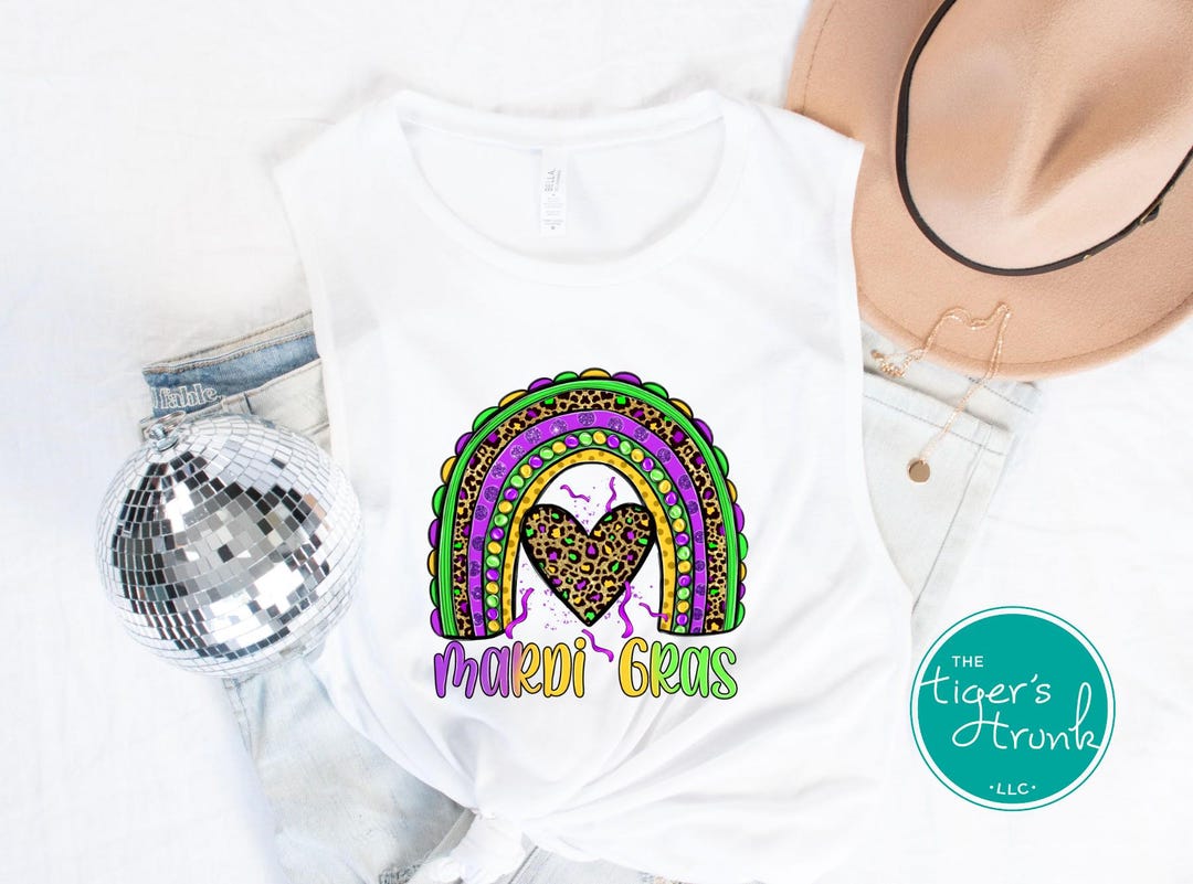 Mardi Gras Rainbow Muscle Tank, Colorful Mardi Gras Tank Top, Classic ...