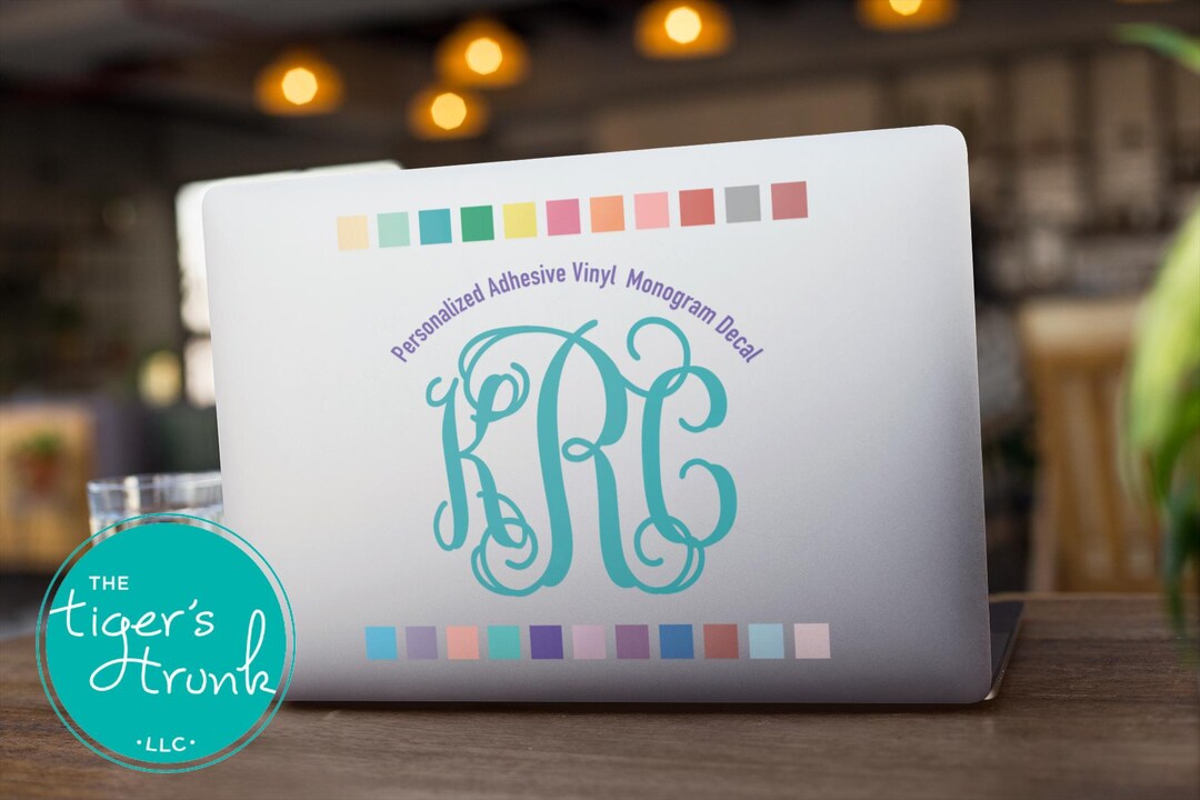 Decal for Laptop, Custom Monogram Sticker, Personalized Monogram ...