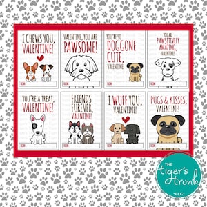 Puppy Valentines, Printable Valentine Cards for Kids, Printable ...
