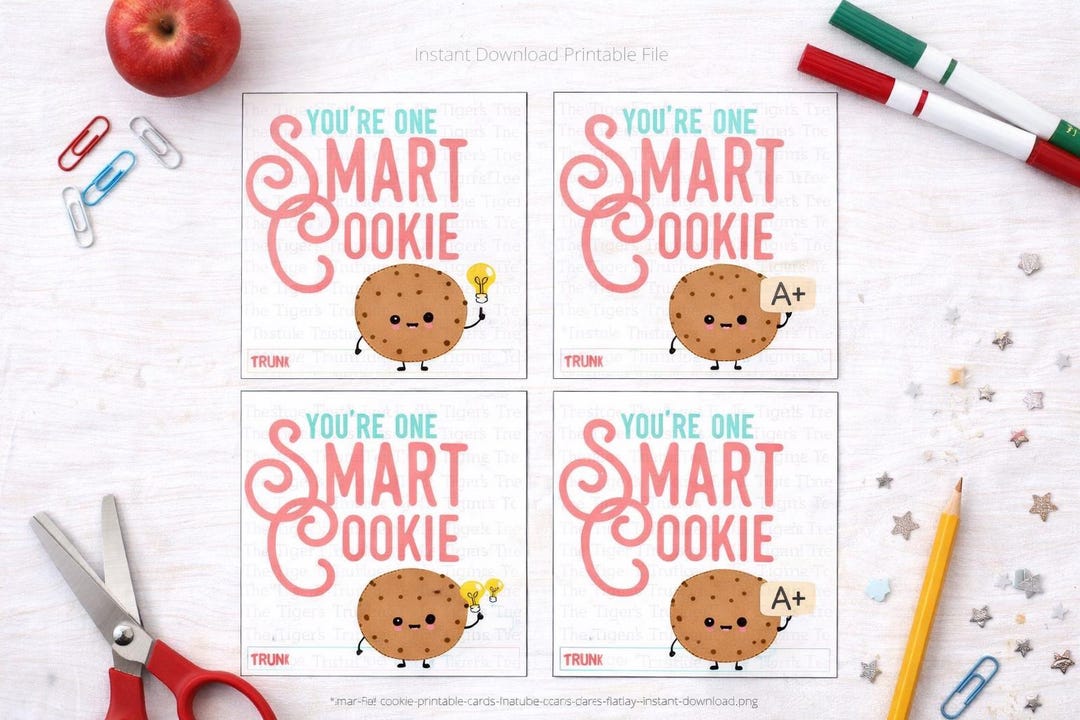 Smart Cookie Valentine Cards, Teacher to Student, Printable (PDF ...