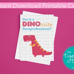 Paraprofessional Appreciation Card Printable, Dinomite Dinosaur Theme ...