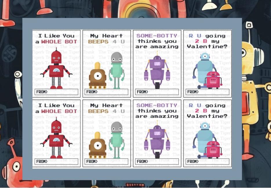 STEM Robotics Printable Robot Valentine's Cards - Etsy